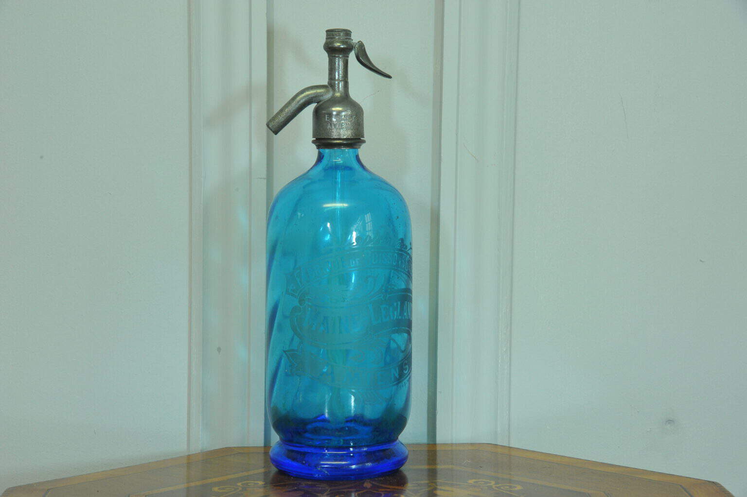 Vintage Blue Glass French Soda Syphon - Village Vintage
